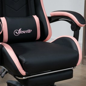Vinsetto Herní Křeslo Racing Gamer Křeslo PU Kůže s Nastavitelnou Výškou, Polohováním 135°, Opěrkou Hlava, Bederní Oporou a Sklopným Podnožím pro Kan…