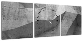 Obraz - 3D stěna (s hodinami) (90x30 cm)