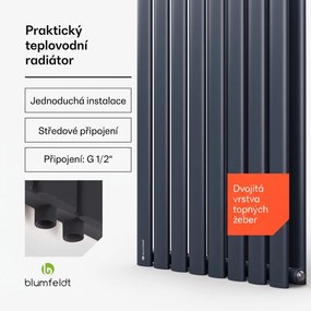 Blumfeldt Tallheo, 47 x 160, radiátor, koupelnový radiátor, trubkový radiátor, 1472 W, teplá voda, 1/2