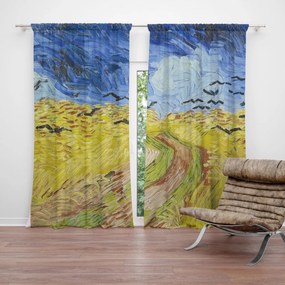 Sablio Závěs Pšeničné pole s vránami - Vincent van Gogh: 2ks 140x250cm