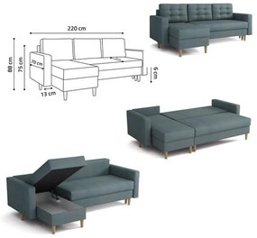 Sedací souprava ANA | 220x135 | rozkládací + 2x úložný prostor | UNI provedení | VÝBĚR TKANIN