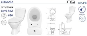 Cersanit Cersania SimpleOn 010 - WC kombi 3/6l + Slim sedátko s pomalým zavíráním z duroplastu, horizontální odpad, bílá, K11-2338