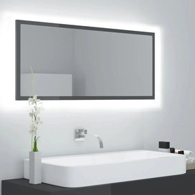 Petromila LED koupelnové zrcadlo šedé vysoký lesk 100x8,5x37 cm akrylové