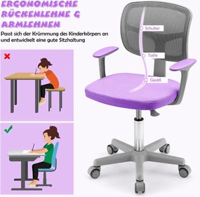 Costway Dětská židle k psacímu stolu otočná o 360° 80-91,5 cm výška nastavitelná