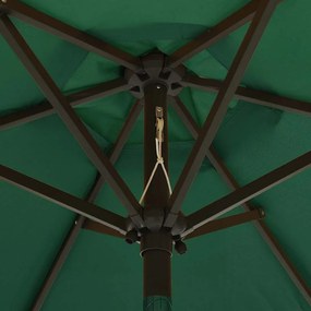 Zahradní slunečník s LED osvětlením zelený 200 x 211 cm hliník 313558