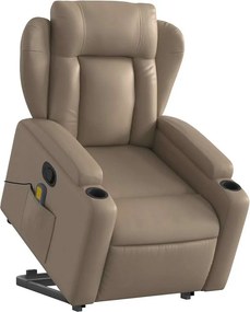 Zvedací masážní polohovací křeslo cappuccino umělá kůže 3204557