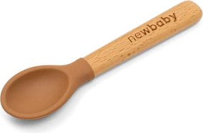 Silikonová lžička s dřevěnou rukojetí New Baby karamelová