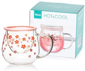 4Home Skleněný hrnek Sakura Hot&Cool se sítkem 400 ml