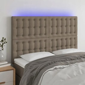 Čelo Postele S Led Tmavě Hnědé Textil Taupe 144 x 5 x 118/128 cm