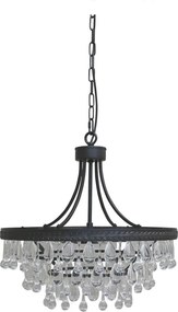 Černý antik lustr s kapkovitými krystaly Versailles - 50*49cm/ E14/ 40W