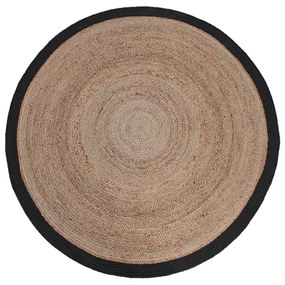 LABEL51 Přírodní/černý kulatý koberec Braos XL z juty, 150x150 cm