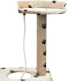 Škrabadlo pro kočky sisalové sloupky 125cm béžová potisk tlapek 170488