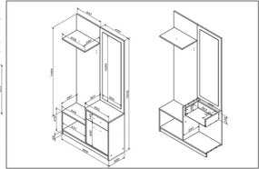 Předsíňová stěna Laista, dub artisan / krémová