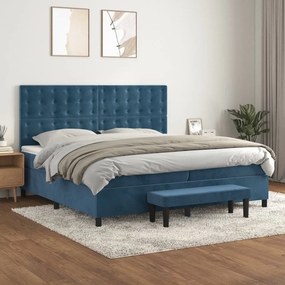 Box spring postel s matrací tmavě modrá 200x200 cm samet 3138107