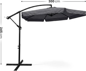 Zahradní slunečník CYNIA s boční nohou 300 cm tmavě šedý