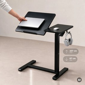 Stolek pod notebook nastavitelný, mobilní, multifunkční, černý: BILL