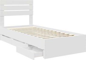 Rám postele se zásuvkou Bílá 75 x 190 cm Inženýrské dřevo 3411539