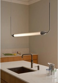 Ocelové závěsné svítidlo ve stříbrné barvě se skleněným stínidlem Lemon Squeeze Linear – UMAGE