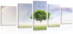 5-dílný obraz osamělý strom na louce Varianta: 200x100