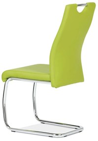 Jídelní židle DCL-418 LIM, zelená koženka, chrom