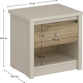 Kondela Noční stolek, kašmír/dub evoke, KAROS 1S