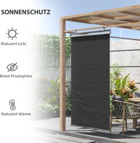 Vertikální markýza Outsunny, 124 x 222 cm, balkónová zástěna s ochranou proti slunci, balkónová roleta s háčky, zástěna pro altán, polyester | Aosom
