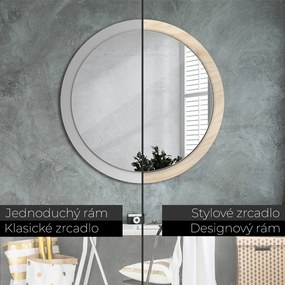 Kulaté zrcadlo tištěný rám Textura dřeva fi 100 cm