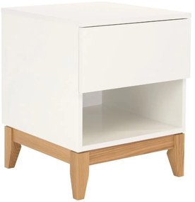 OnaDnes -20% Bílý noční stolek Woodman Blanco s dubovou podnoží 55 cm