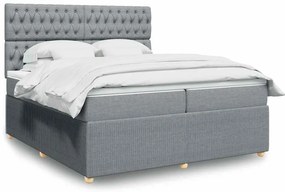Box spring postel s matrací světle šedá 200 x 200 cm textil 3292170