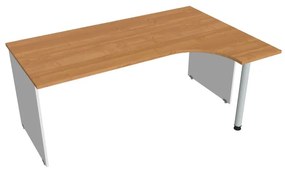 Stůl ergo levý 180*120 cm - Hobis Gate GE 1800 L Dekor stolové desky: olše, Dekor lamino podnože: bílá, Barva nohy: stříbrná
