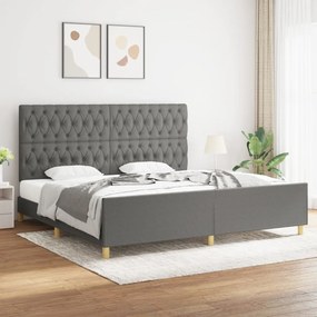Rám postele s čelem tmavě šedý 200x200 cm textil 3125325