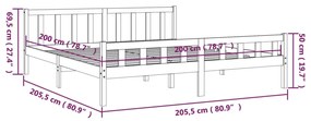 Rám postele bílý masivní dřevo 200 x 200 cm,  810700