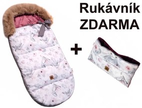 Dětský fusak maxi PREMIUM Magnolie 110x50cm + rukávník zdarma, bílo/pudrový, Baby Nellys