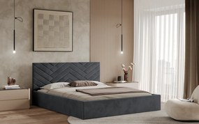 Postel TRIEST 140x200 tmavěšedá s úložným prostorem