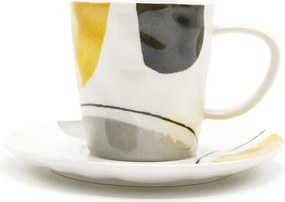 Porcelánový espresso šálek Elements s podšálkem, 120 ml – mačkaný vícebarevný design v přírodním stylu