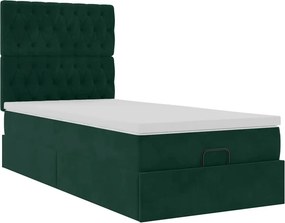Osmanský rám postele s matracemi tmavě zelené 100x200cm samet 3313526
