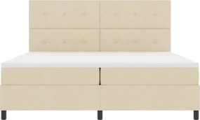 Postel s boxspringem s čelo Krémová 200 x 200 cm textil 3339418