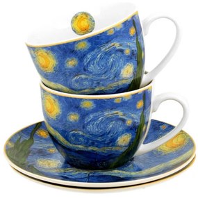 Sada šálků s podšálkem espresso Van Gogh STARRY NIGHT 2 ks 90 ml modrá
