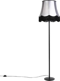 Retro stojací lampa černá se stínítkem Granny černý s šedou 45 cm - Simplo