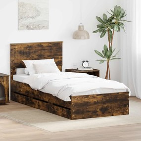 Rám postele s čelo Kouřový dub 90 x 190 cm Inženýrské dřevo 3410753