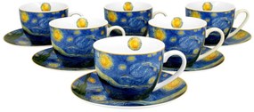 Porcelánový šálek s podšálkem Van Gogh Starry Night 250 ml sada 6ks