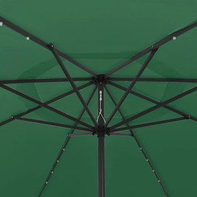 Zahradní slunečník s LED osvětlením 400 cm zelený 312531