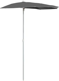 Zahradní půlkruhový slunečník s tyčí 180 x 90 cm antracitový 315561