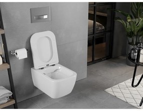 Mexen Elis WC mísa Rimless s pomalu padající deskou slim, duroplast, Bílá - 30910600