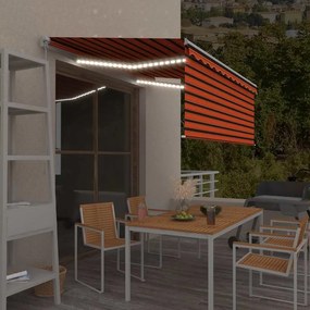 Ručně zatahovací markýza s roletou a LED 3,5x2,5m oranžovohnědá 3069285