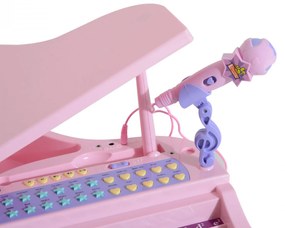 Goleto Dětské piano s mikrofonem a taburetem | růžové