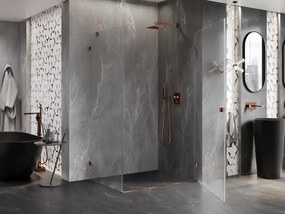 Mexen Lunar-B, pravostranný výklopný sprchový kout 95 x 80 cm, 8mm čiré sklo, profil růžové zlato, 832-095-080-60-00-P