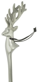 Stříbrná kovová obouvací lžíce s hlavou jelena Deer - 52*5*1cm