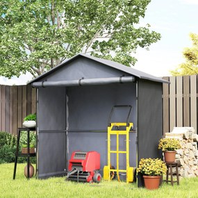 Outsunny Garážový stan 1,1x2m s rolovacím vstupem, provazy a kolíky, pozinkovaná ocel a 420D Oxford venkovní garáž na jízdní kola a zahradní nářadí, …