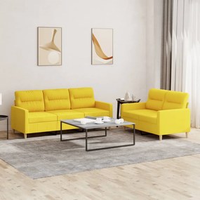 2dílná sedací souprava s poduškami světle žlutá textil 3201605